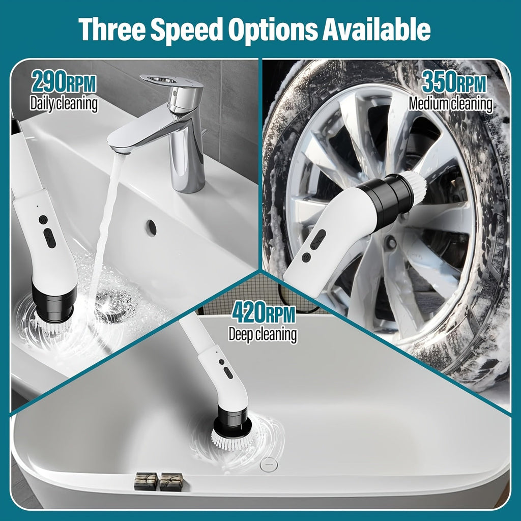 Scrub Pure Cordless Electric Scrubber with 9 Brush Heads